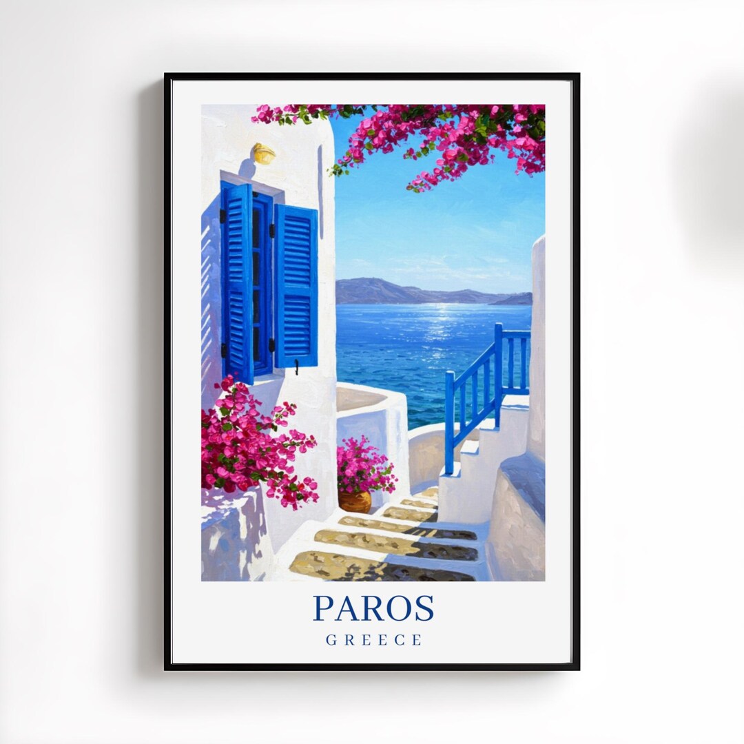 Paros Greece Travel Print Wall Art Greece Poster Oil Painting Home ...