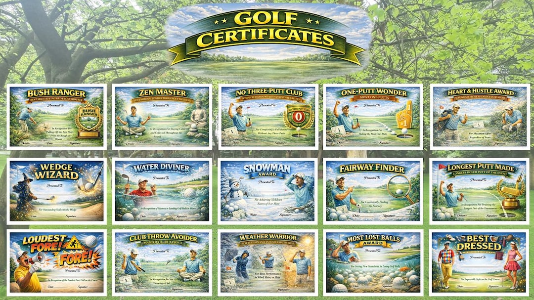 18 Funny Golf Award Certificates - Etsy