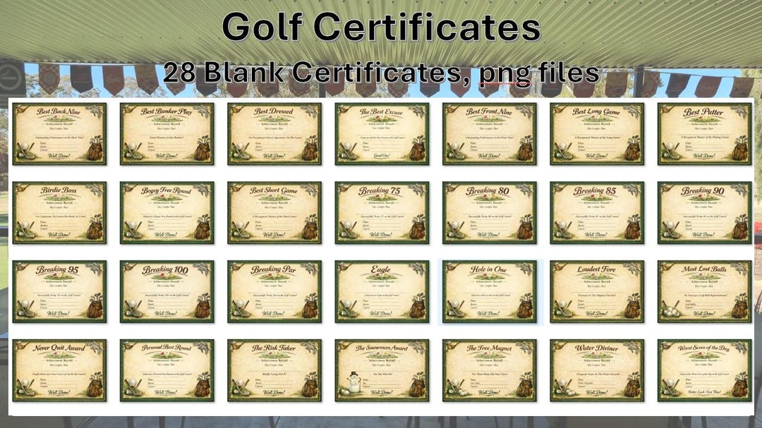 Golf Award Certificates - Etsy