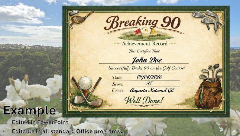 Golf Award Certificates - Etsy