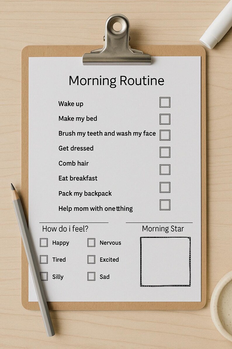 Editable Kids Routine Chart Printable | Morning + Night Checklist ...