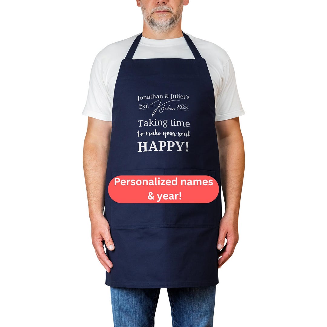 Personalized Couples Apron: Custom Names & Date, Cotton Twill - Etsy