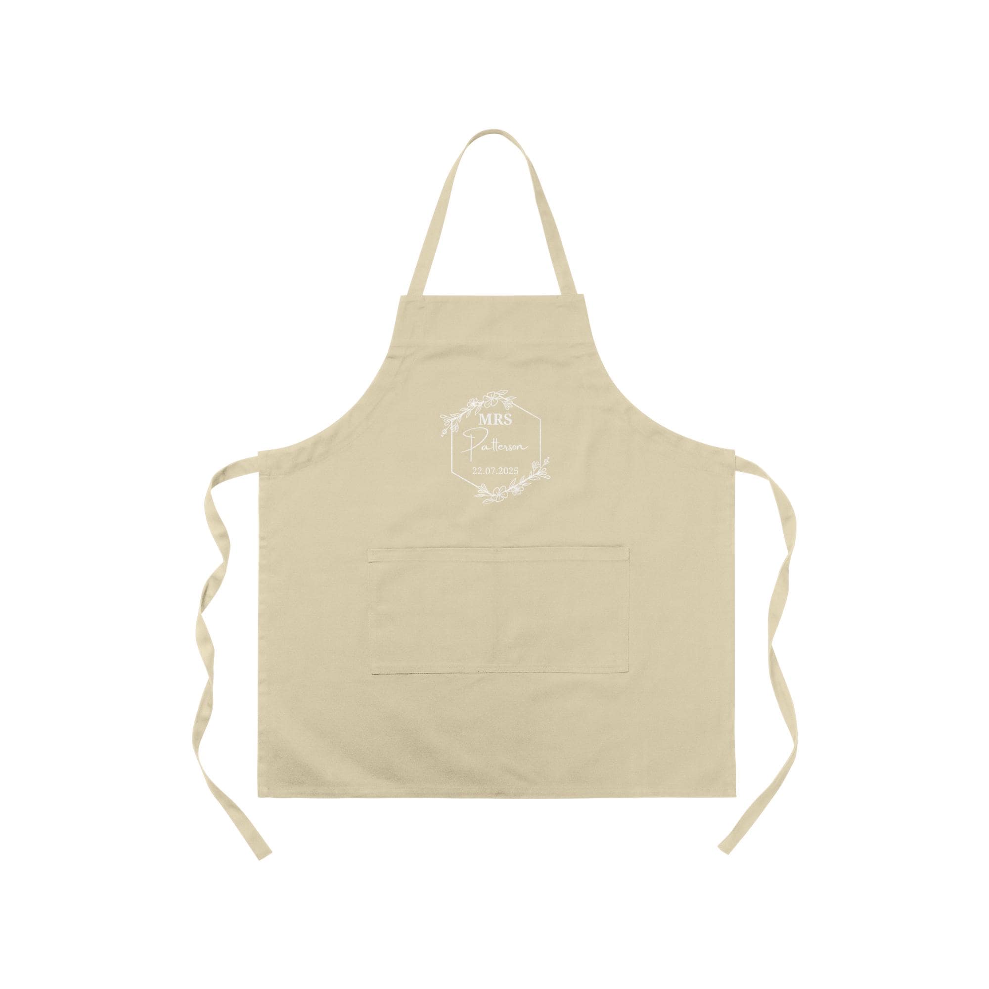 Personalized Floral Border Apron: Custom Name & Date, Cotton Twill Gift ...