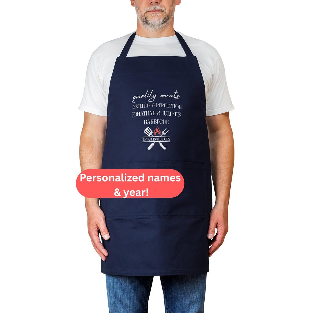 Personalized BBQ Apron: Custom Names & Year, Grill Master Gift - Etsy