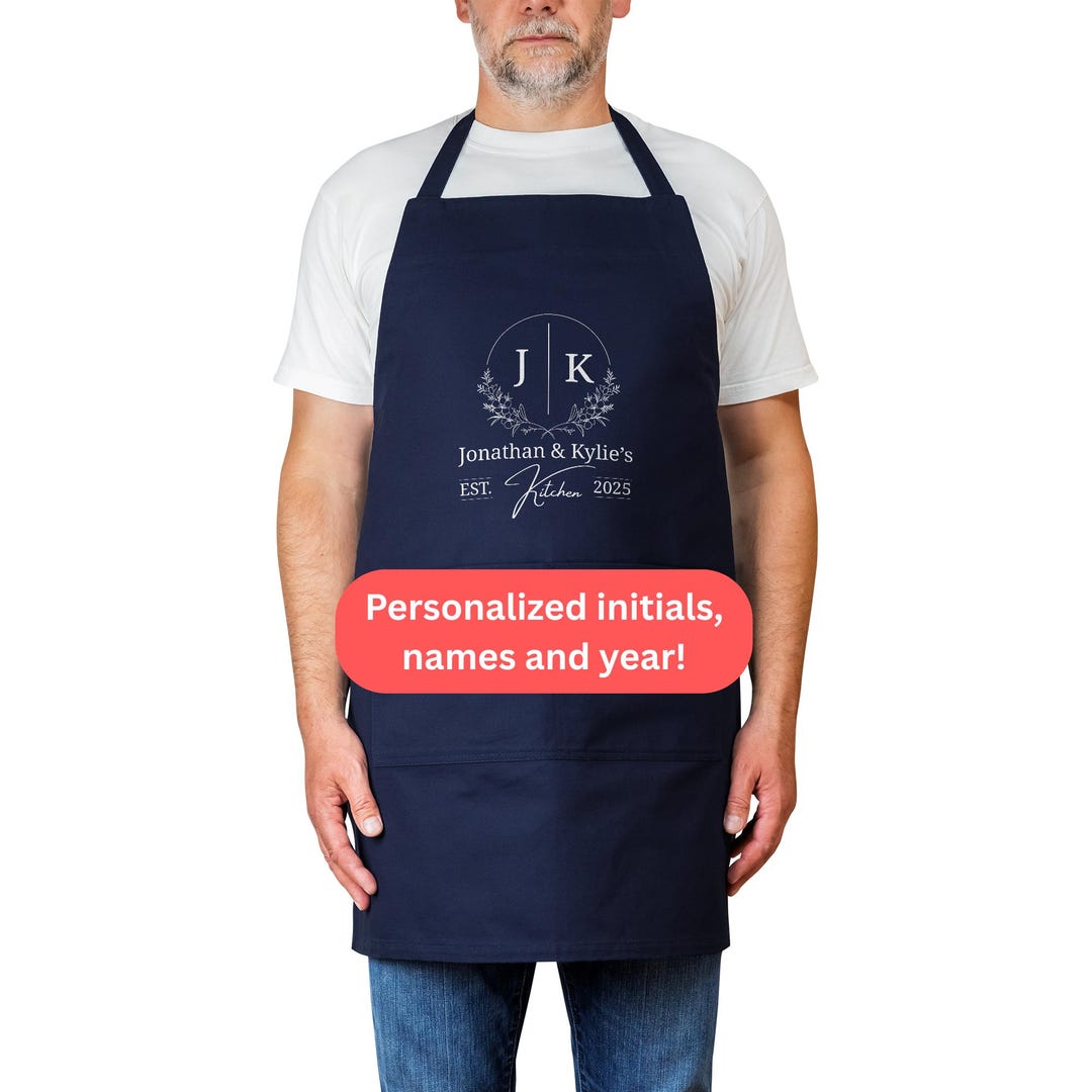 Personalized Couple's Apron: Custom Names & Date, Cotton Twill - Etsy