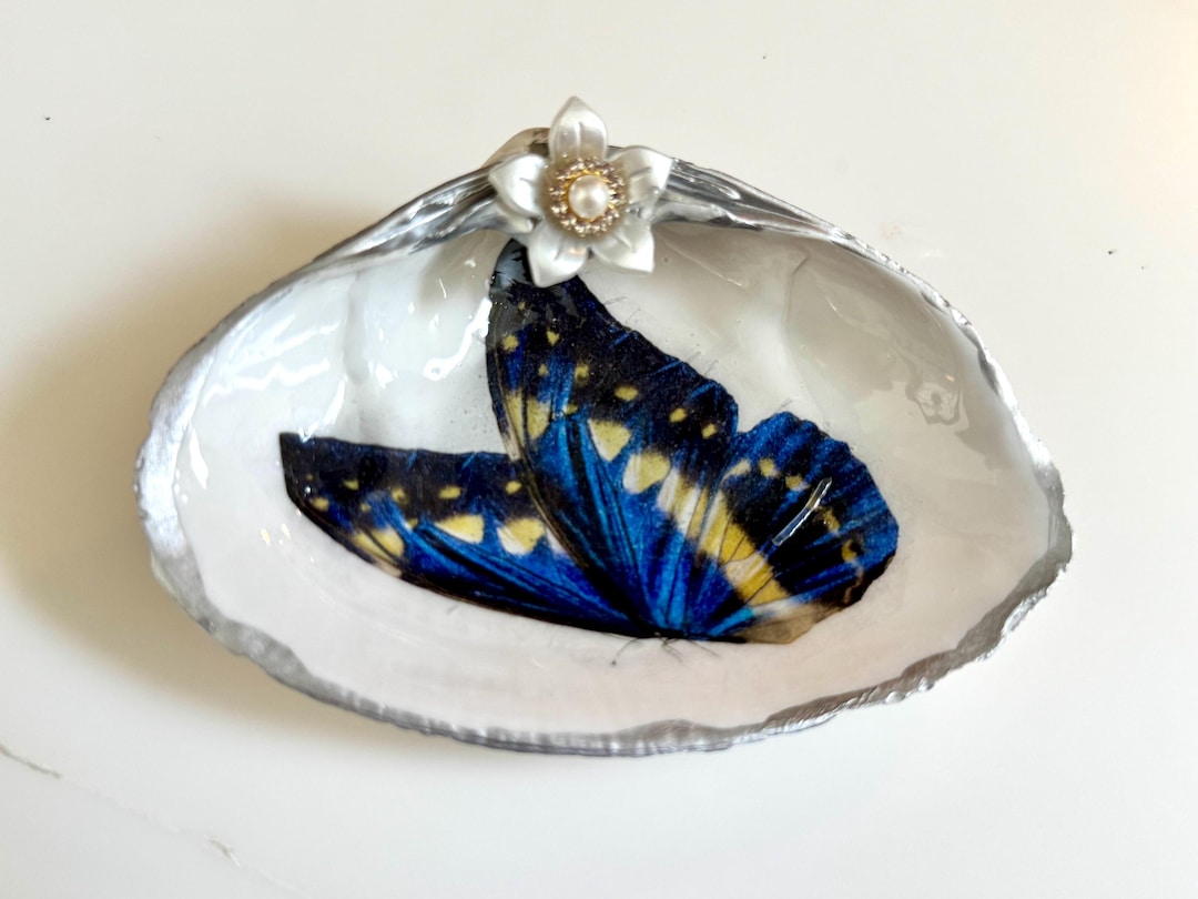 Clam Shell Decoupage Trinket Dish - Butterfly - Etsy