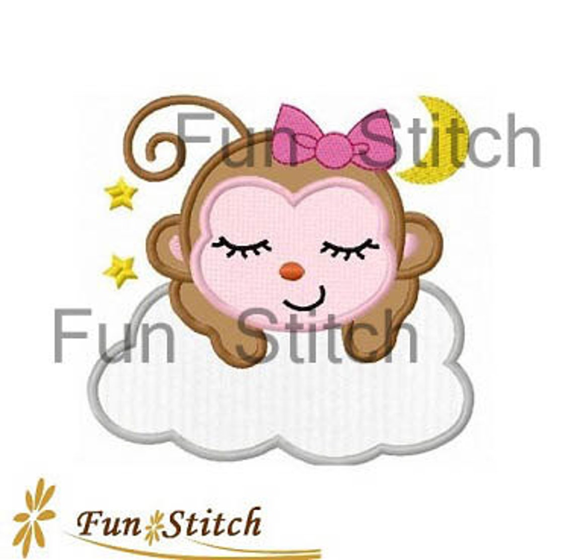 Sleeping Girl Monkey Applique Machine Embroidery Design - Etsy