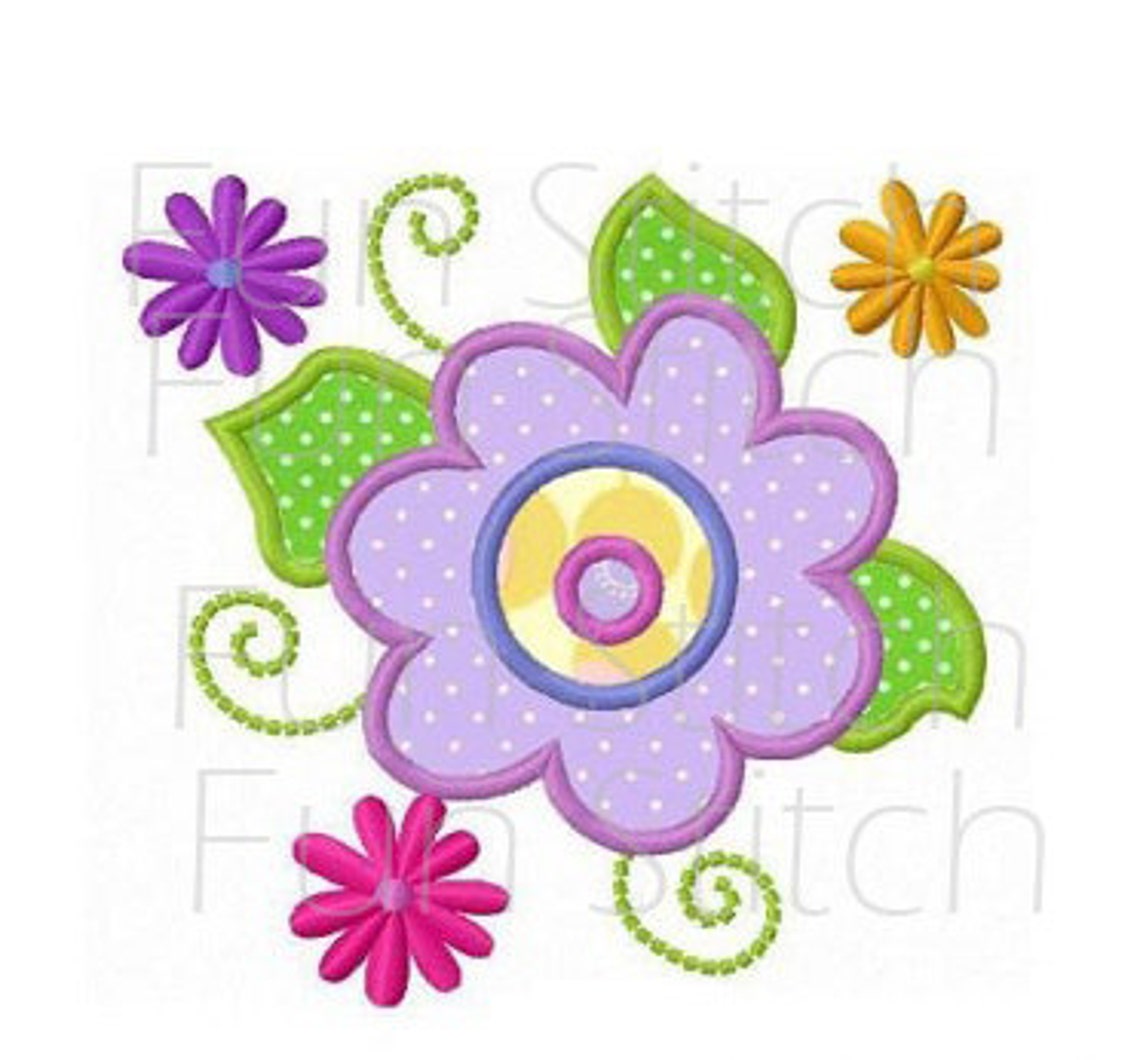 Spring Flowers Applique Machine Embroidery Design - Etsy