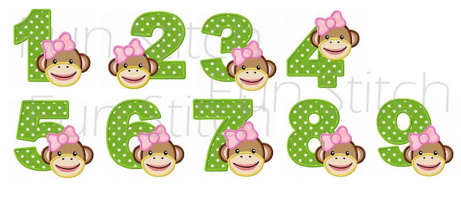 Girl Sock Monkey Birthday Applique Numbers Machine Embroidery Design - Etsy