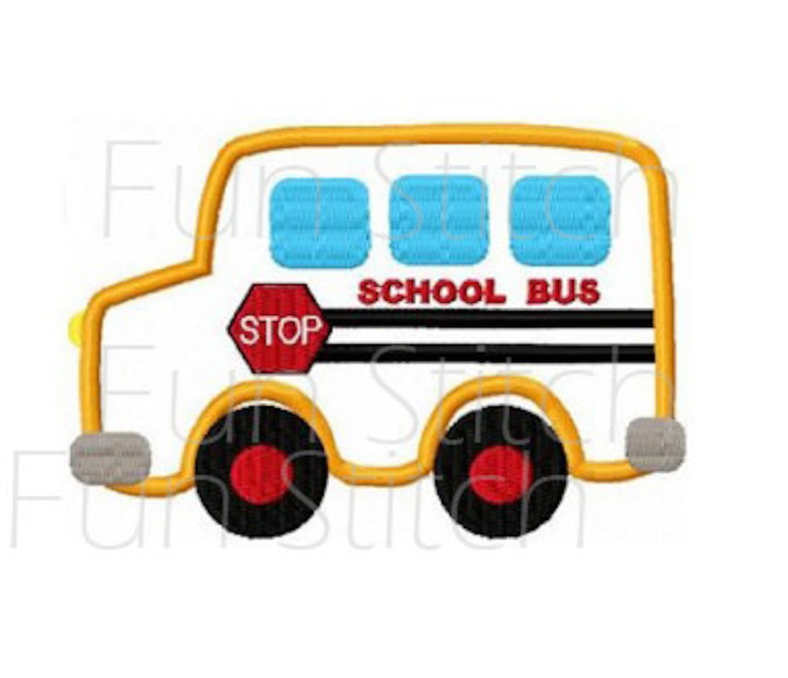 School Bus Applique Machine Embroidery Design - Etsy
