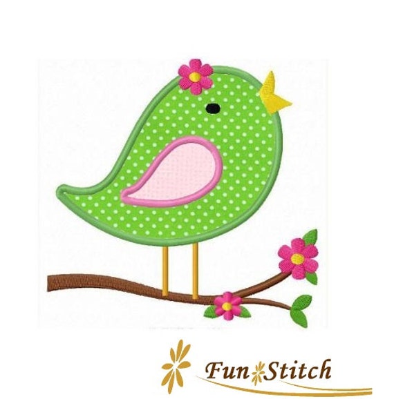 Flower Bird Applique Machine Embroidery Design - Etsy