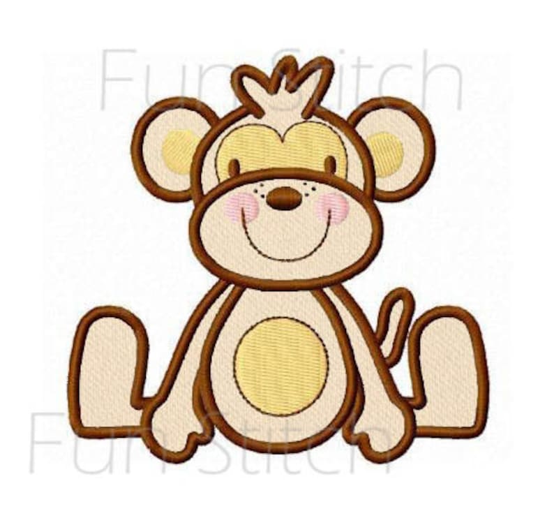 Monkey Applique Machine Embroidery Design - Etsy