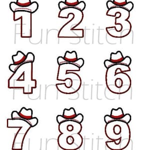 Set of 9 Cowboy Applique Numbers Machine Embroidery Design - Etsy