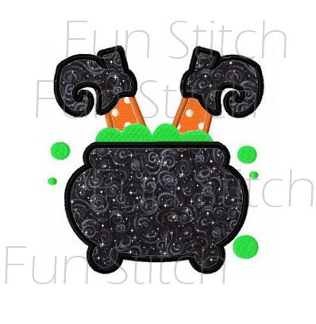Halloween Witch Cauldron Applique Machine Embroideyr Design - Etsy
