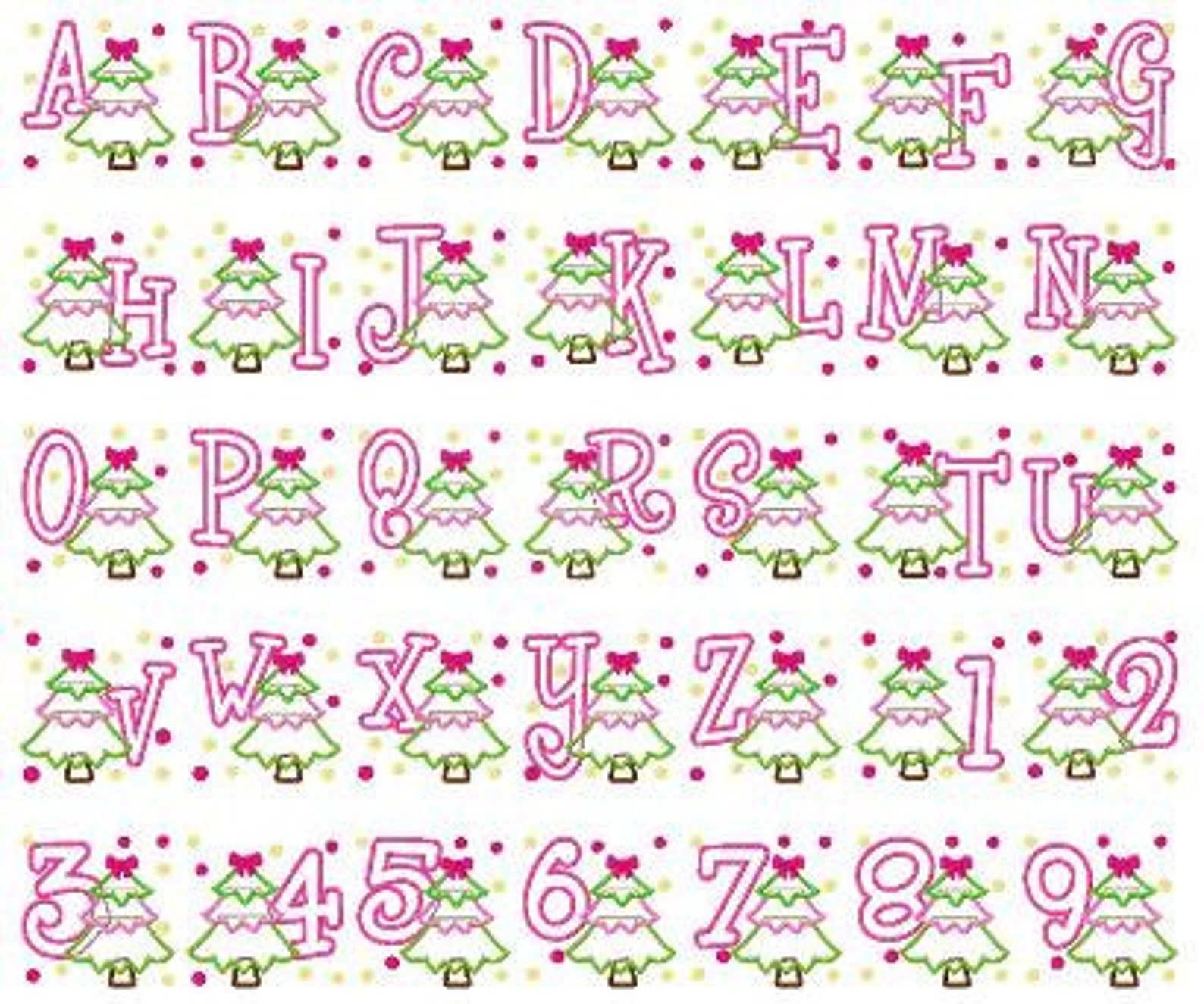 Set of Christmas Tree Applique Font Letters Machine Embroidery - Etsy