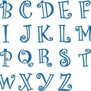 Curly Outline Font Machine Embroidery Design Digital Pattern Instant ...