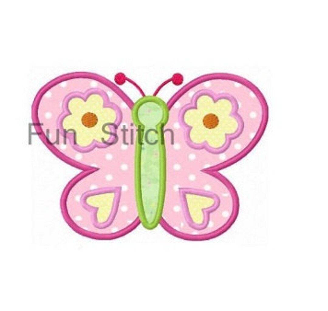 Flower Butterfly Applique Machine Embroidery Design Digital Pattern ...