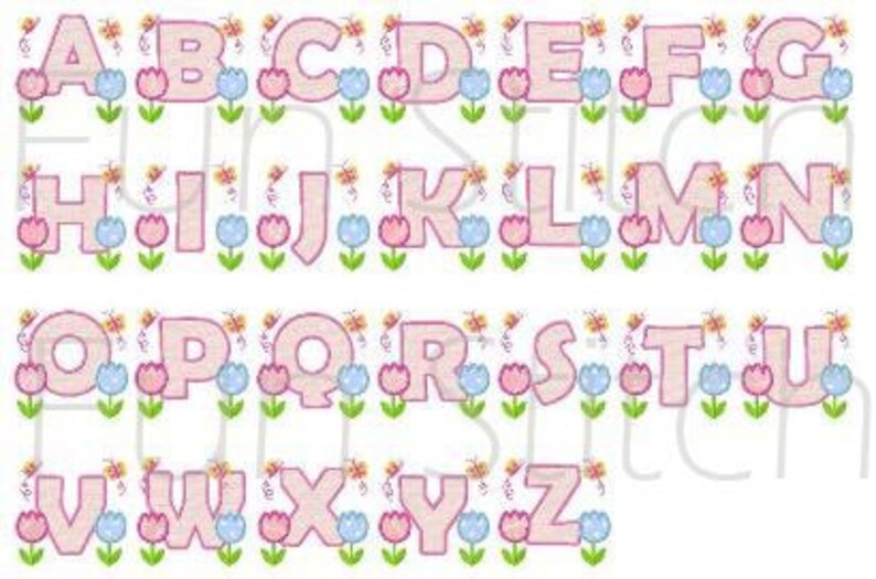 Spring Tulip Applique Font Letters Machine Embroidery Design - Etsy