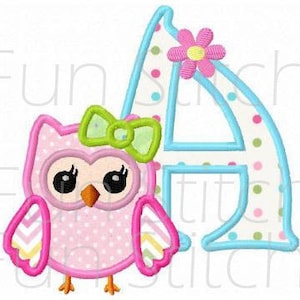 Set of 26 Owl Applique Font Letters Machine Embroidery Design Digital ...