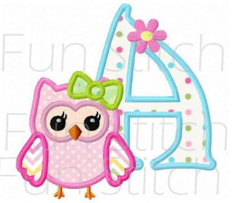 Set of 26 Owl Applique Font Letters Machine Embroidery Design Digital ...