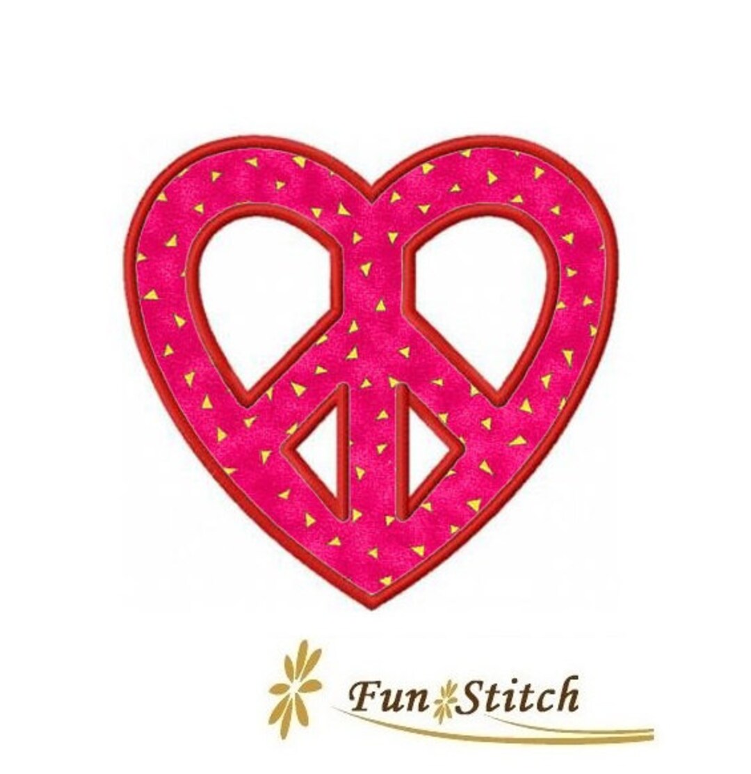 Heart Peace Sign Applique Machine Embroidery Design Digital Pattern ...