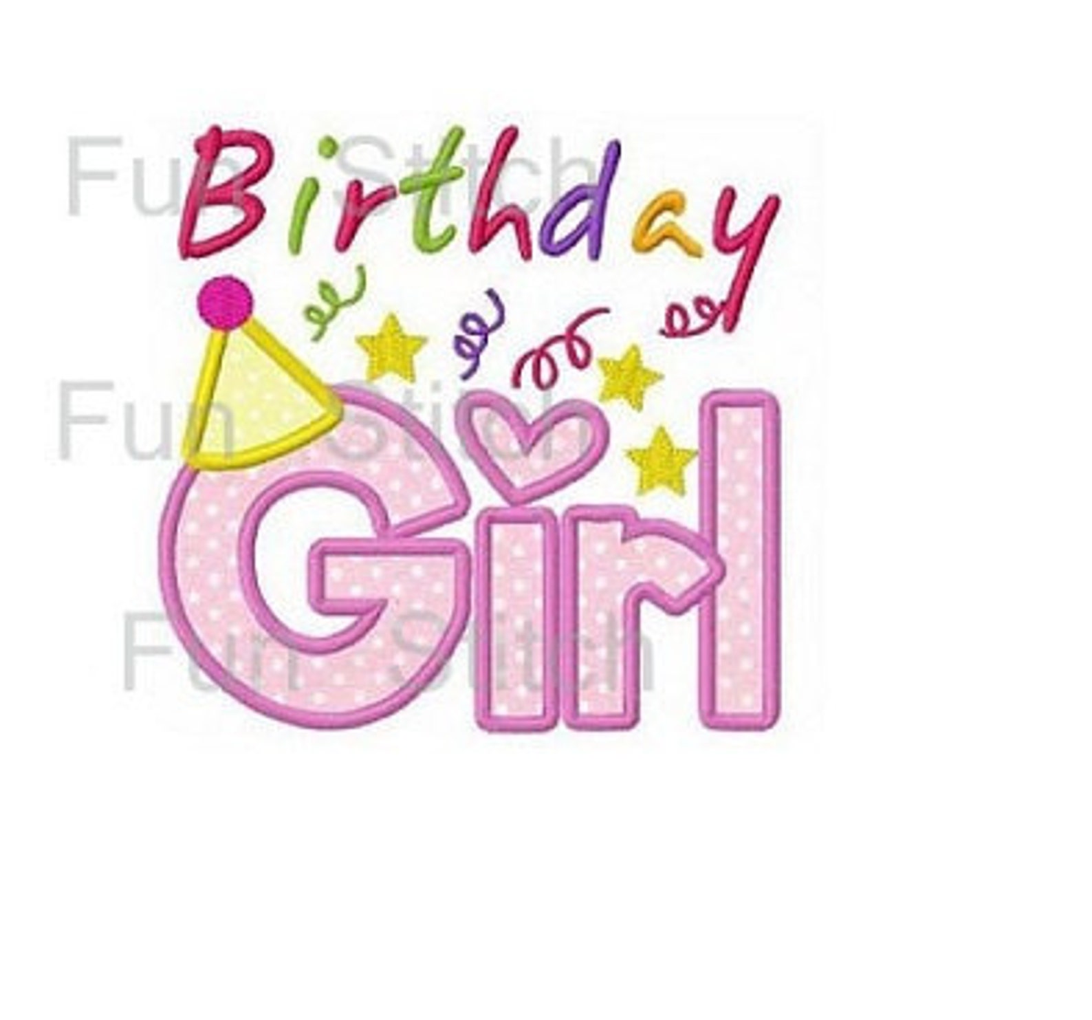 Birthday Girl Applique Machine Embroidery Design - Etsy