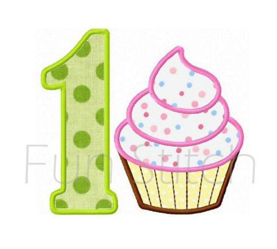 Set of 9 Birthday Cupcake Applique Numbers Machine Embroidery Design - Etsy