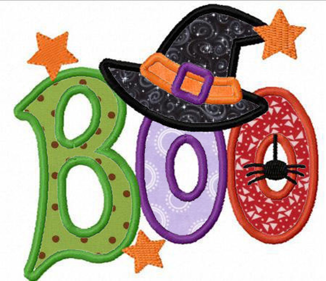 Halloween Boo Witch Applique Machine Embroidery Design Instant Download ...
