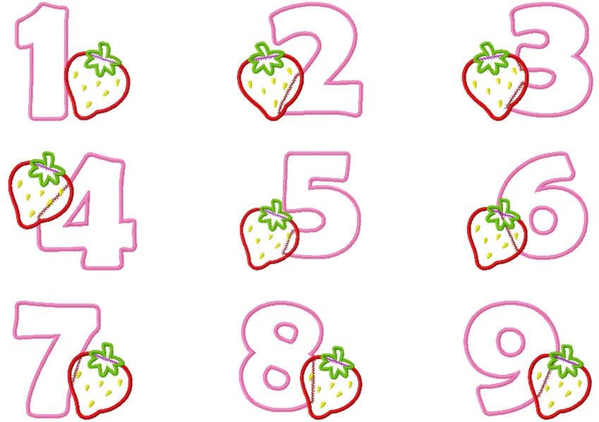 9 Strawberry Applique Numbers Machine Embroidery Designs - Etsy