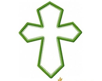 Cross With Flowers Applique Machine Embroidery Design Digital Pattern ...