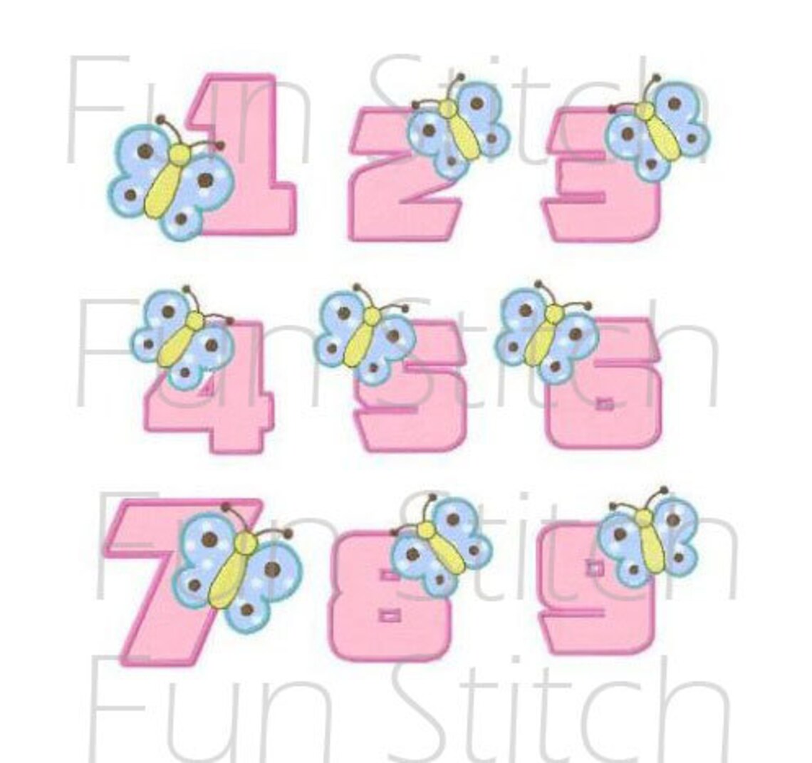 Butterfly Birthday Applique Numbers Machine Embroidery Design - Etsy