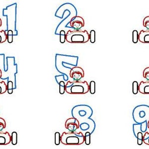 9 Race Car Birthday Applique Numbers Machine Embroidery Design Digital ...