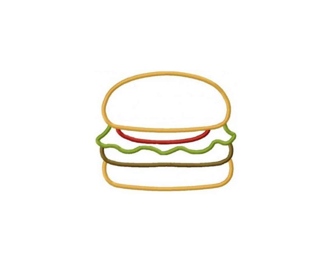 Hamburger Applique Machine Embroidery Design - Etsy