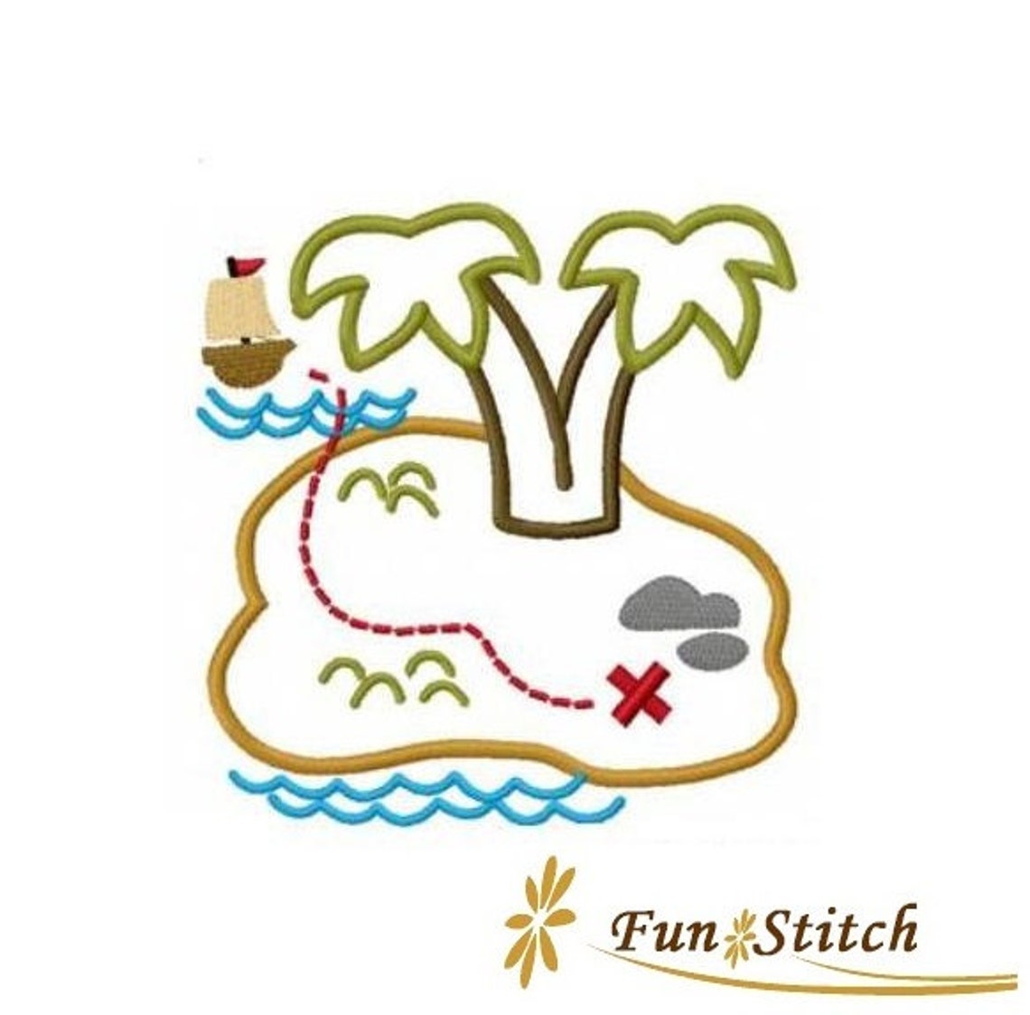 Pirate Island Applique Machine Embroidery Design - Etsy