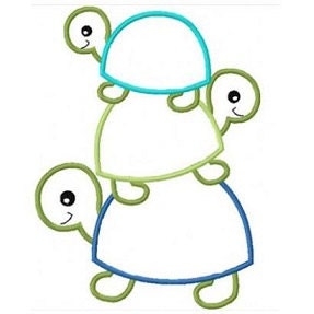 3 Turtles Turtle Applique Machine Embroidery Design - Etsy
