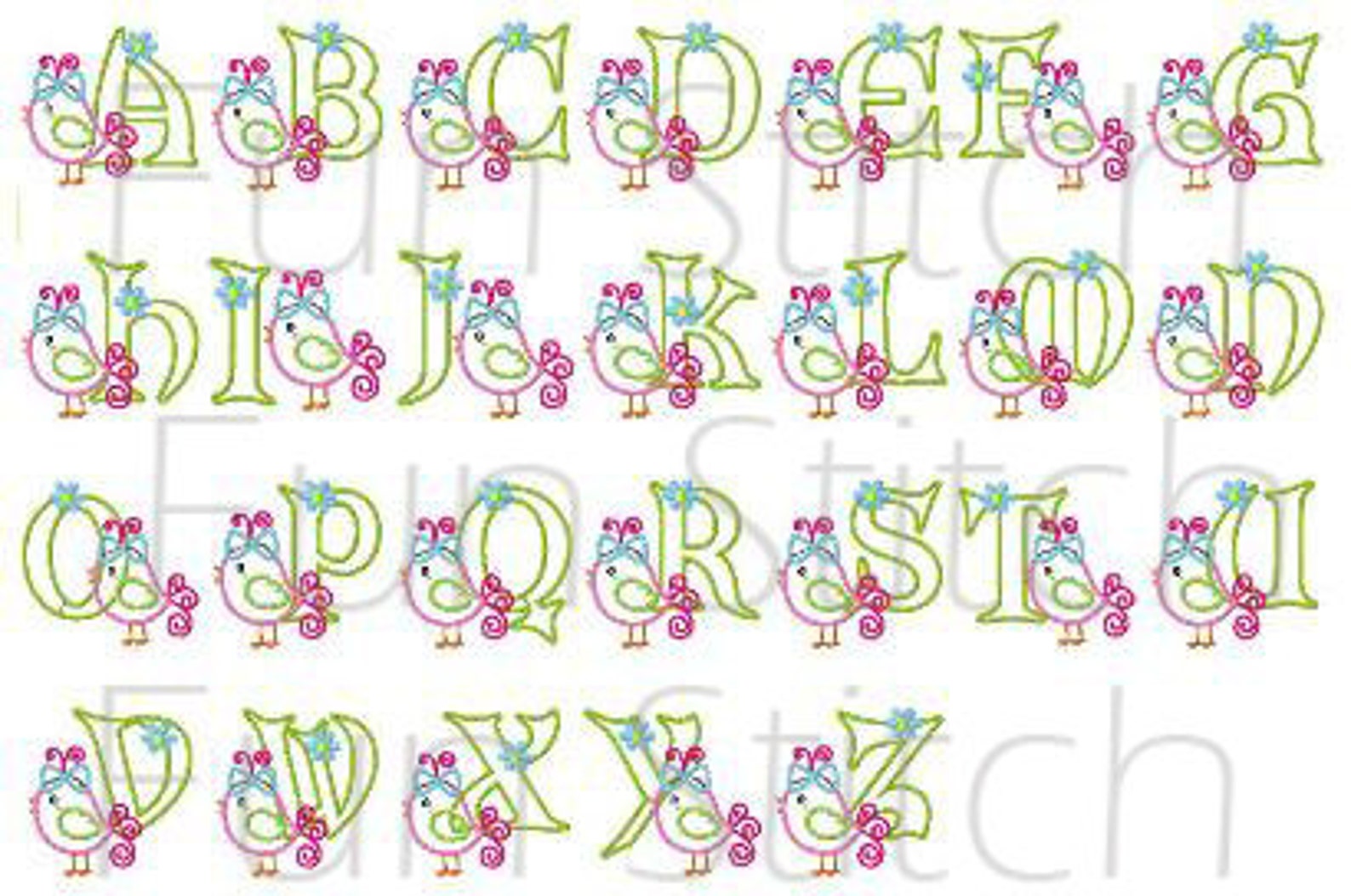 Bird Applique Font Letters Machine Embroidery Design - Etsy