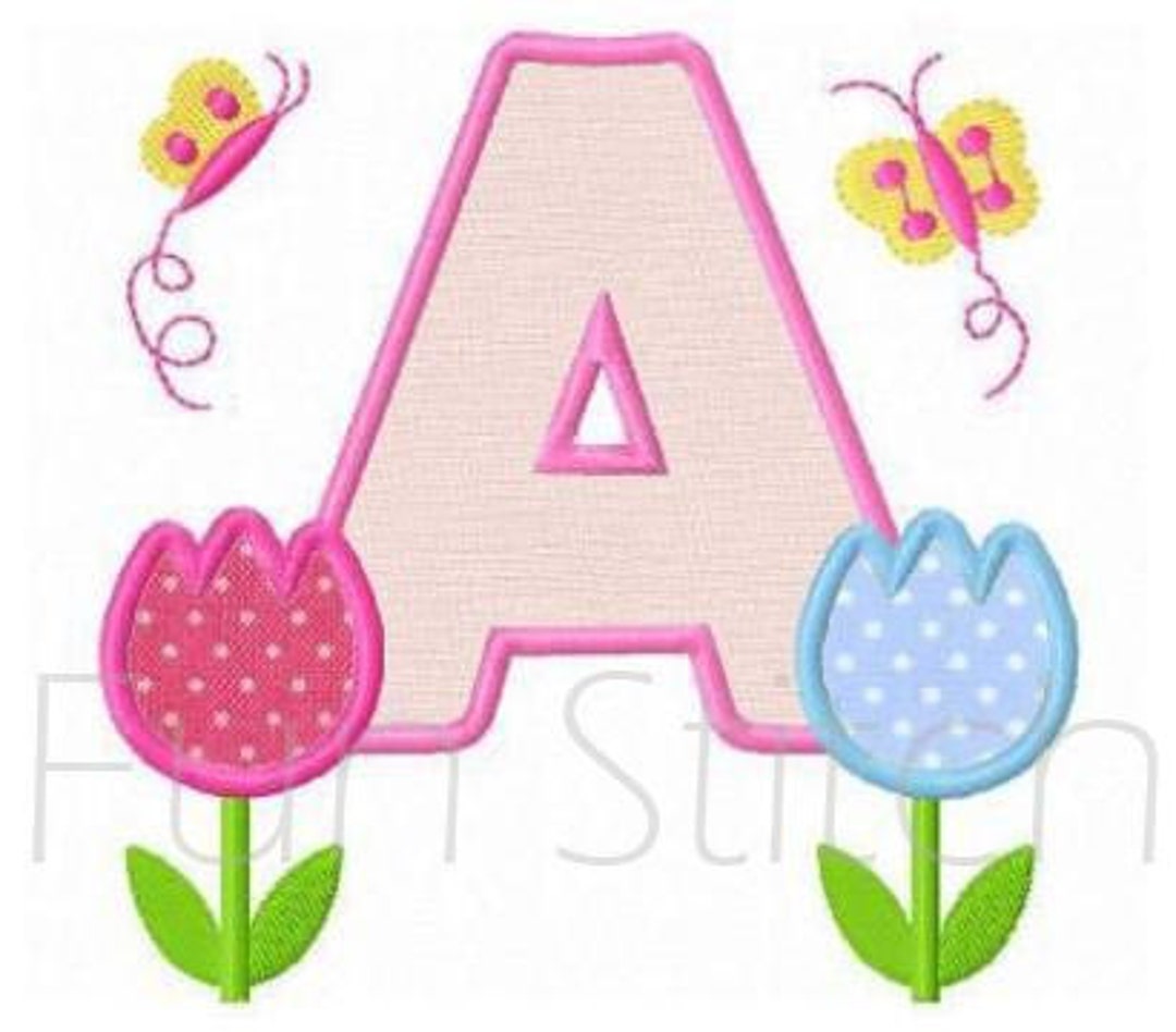 Spring Tulip Applique Font Letters Machine Embroidery Design - Etsy