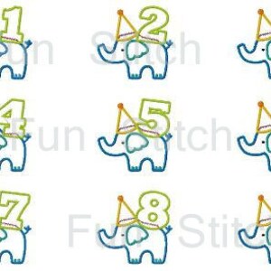 Elephant Birthday Numbers Applique Machine Embroidery Design Digital ...