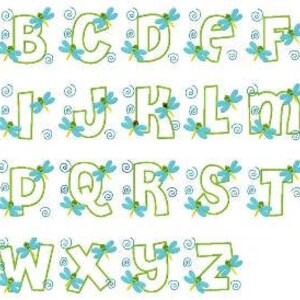 26 Dragonfly Applique Font Letters Machine Embroidery Designs - Etsy