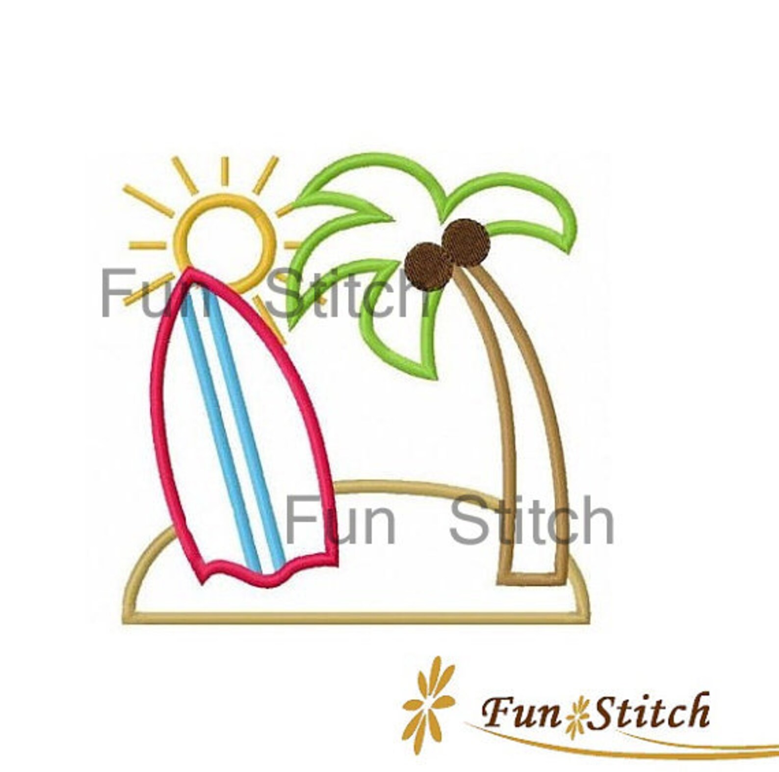 Summer Surf Applique Machine Embroidery Design - Etsy