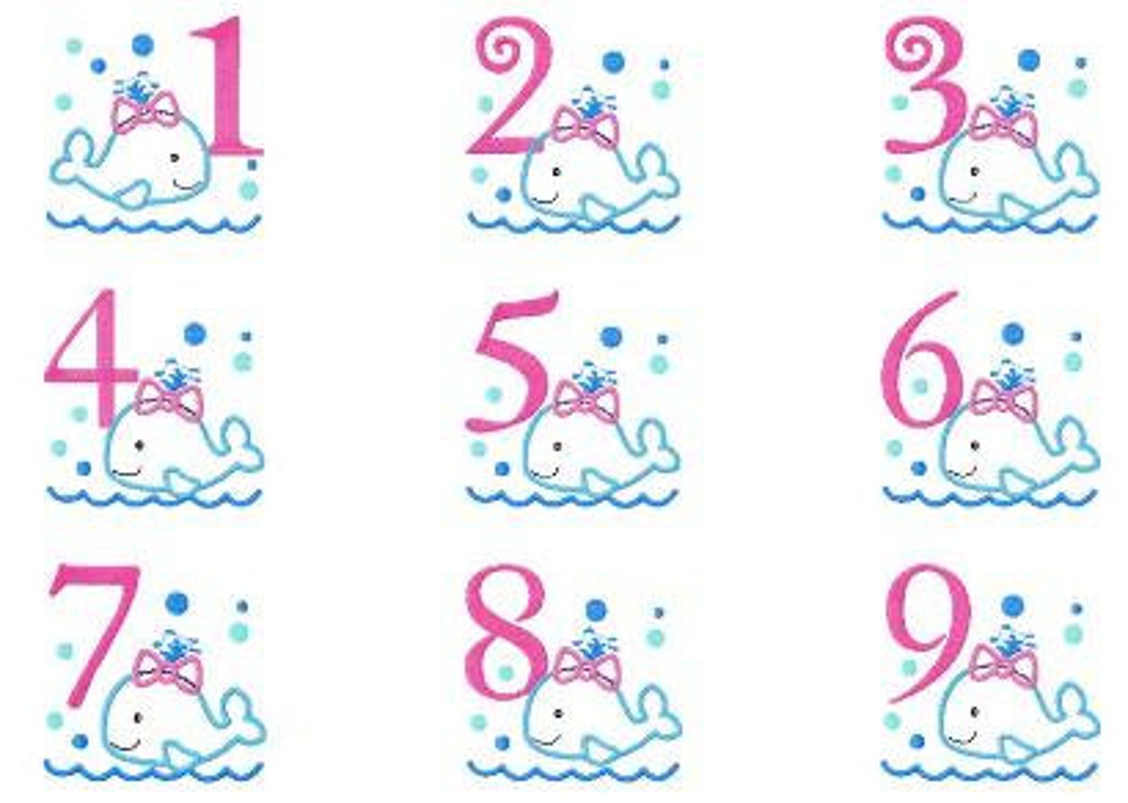 Set of 26 Girly Whale Letters Machine Embroidery Design - Etsy