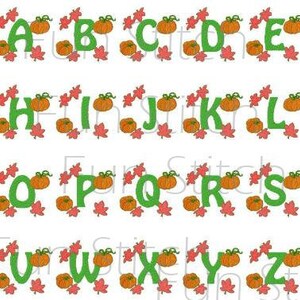 Fall Leaves Pumpkin Font Letters Machine Embroidery Design - Etsy