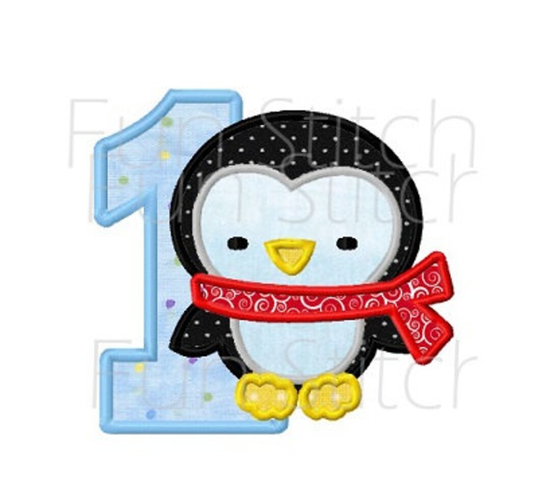 Penguin Applique Number 1 Machine Embroidery Design - Etsy