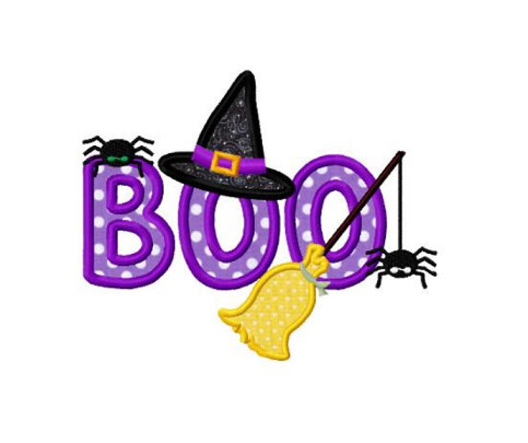 Halloween Witch Hat Boo Applique Machine Embroidery Design - Etsy