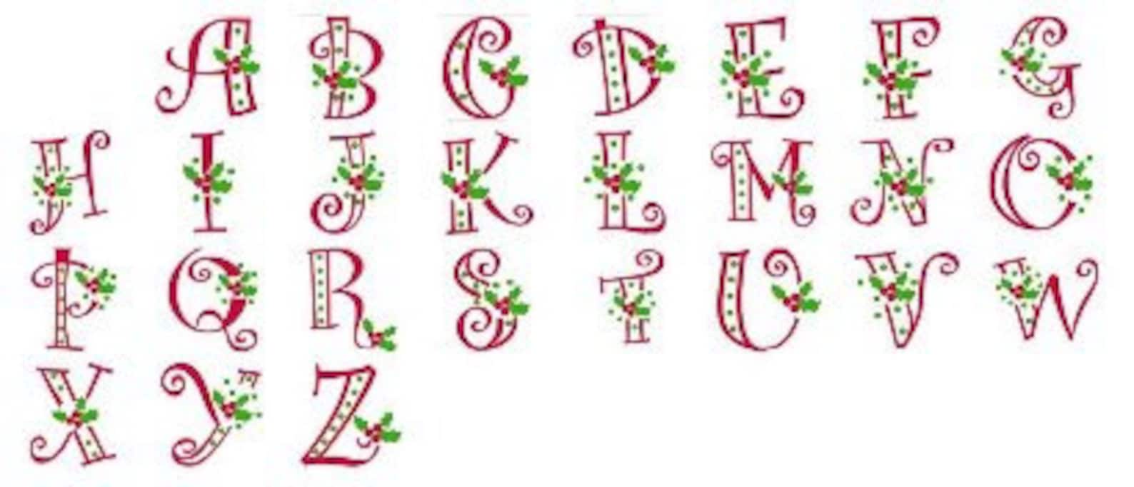 Christmas Holly Letters Font Machine Embroidery Design - Etsy