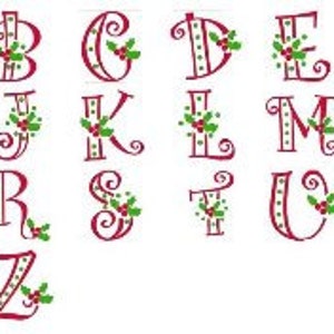 Christmas Holly Letters Font Machine Embroidery Design - Etsy