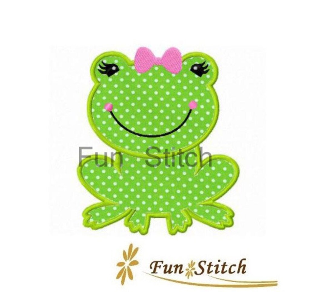 Girly Frog Applique Machine Embroidery Design - Etsy