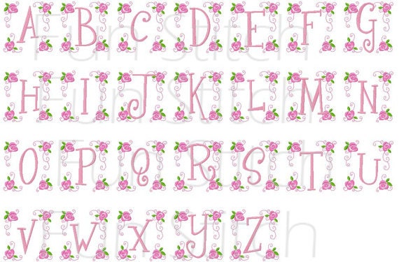 Rose Letters Machine Embroidery Design Font - Etsy