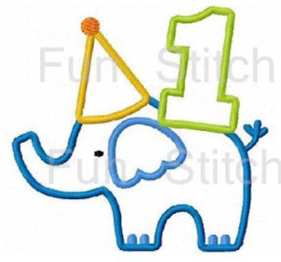 Elephant Birthday Numbers Applique Machine Embroidery Design Digital ...
