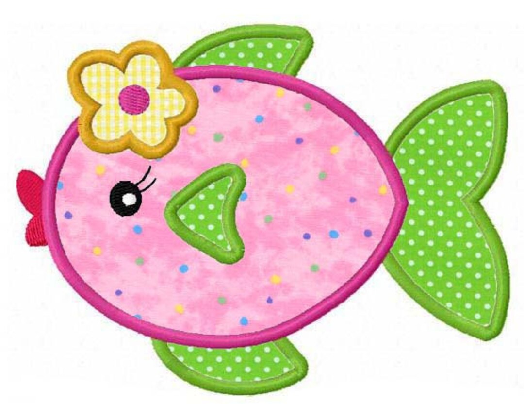 Girly Fish Applique Machine Embroidery Design Digital Pattern Instant ...